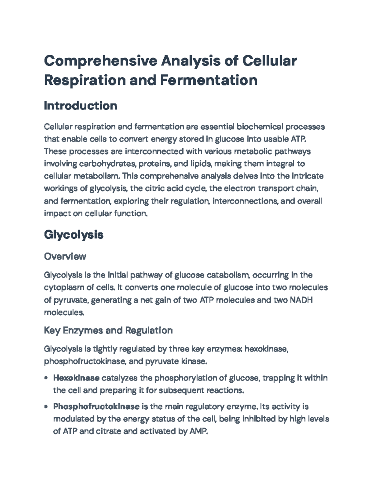 Comprehensive Analysis of Cellular Respiration & Fermentation Processes ...