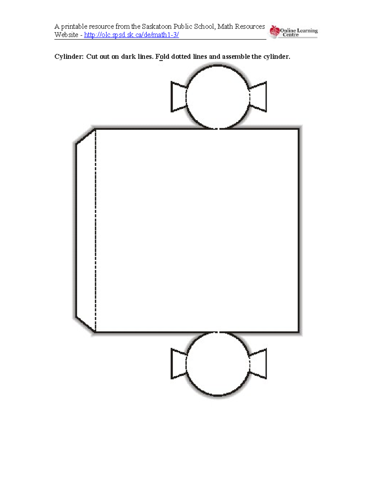 Foldable cylinder cut out - Math 101 - A printable resource from the ...