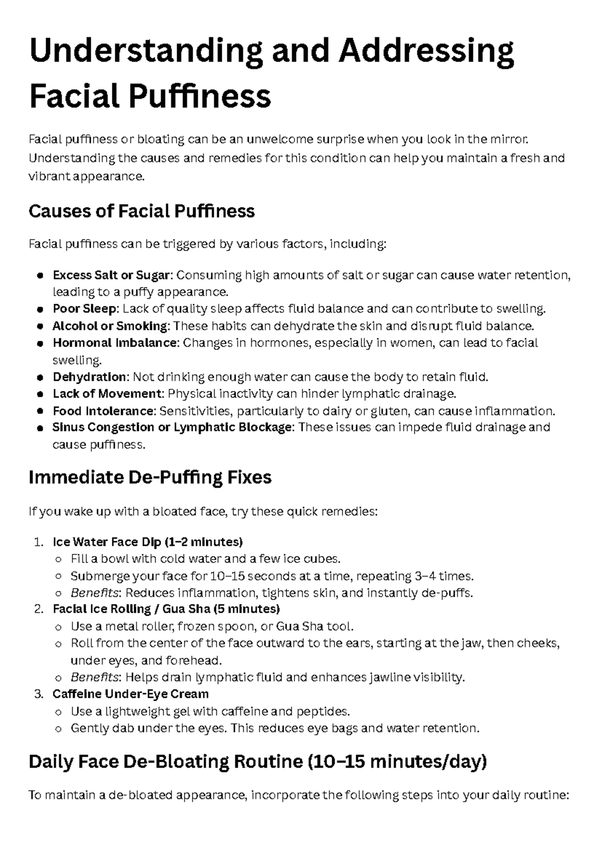Understanding and Remedies for Facial Puffiness - Studocu