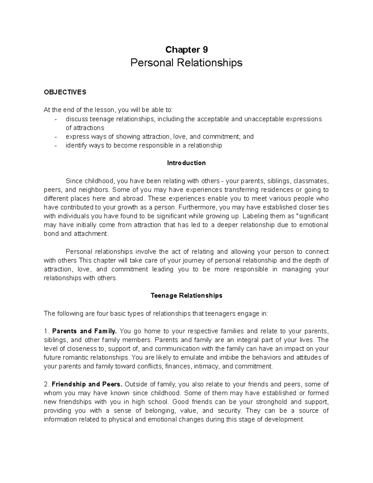 Perdev - Lesson 9 - The Dynamics of Personal Relationships - Studocu