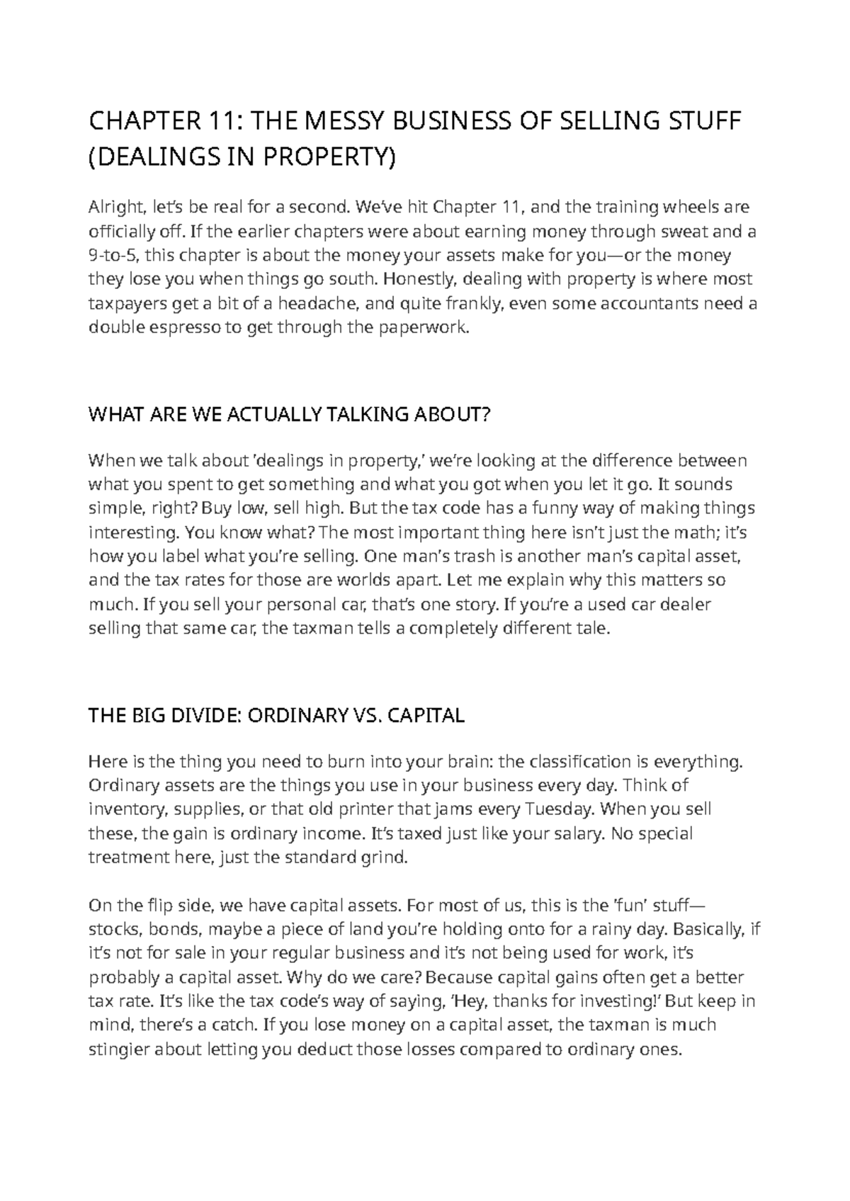 CHAPTER 11: NAVIGATING PROPERTY SALES AND TAXES (DEALINGS IN PROPERTY ...