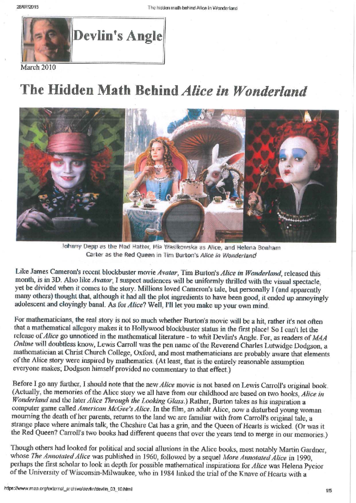 The Hidden Math Behind Alice in Wonderland (MATH 101) - Studocu