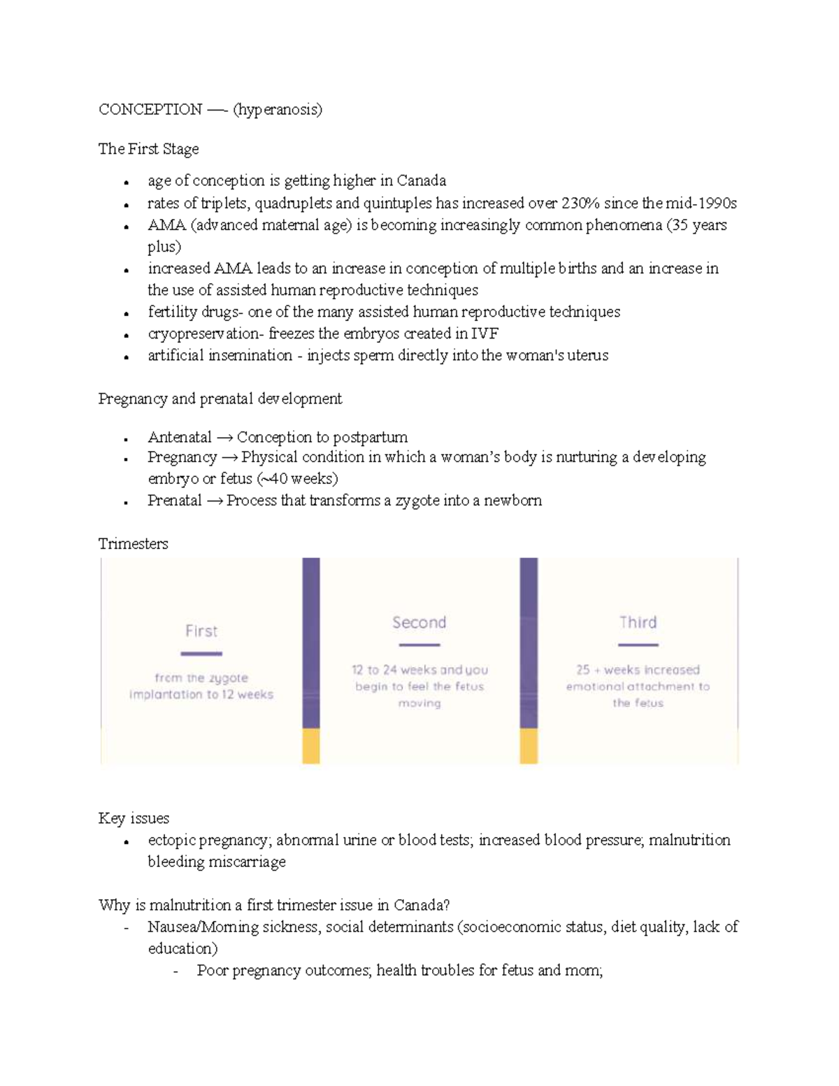 Health Sci 2700 - Unit 2 - Lecture Notes on Conception and Prenatal ...