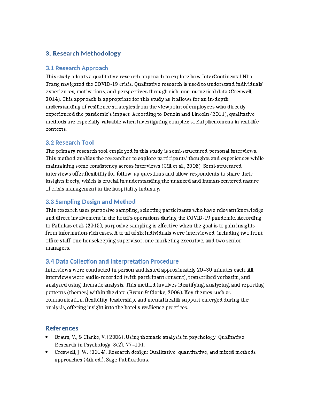 Research Methodology for Crisis Management in Hospitality FWP901 - Studocu