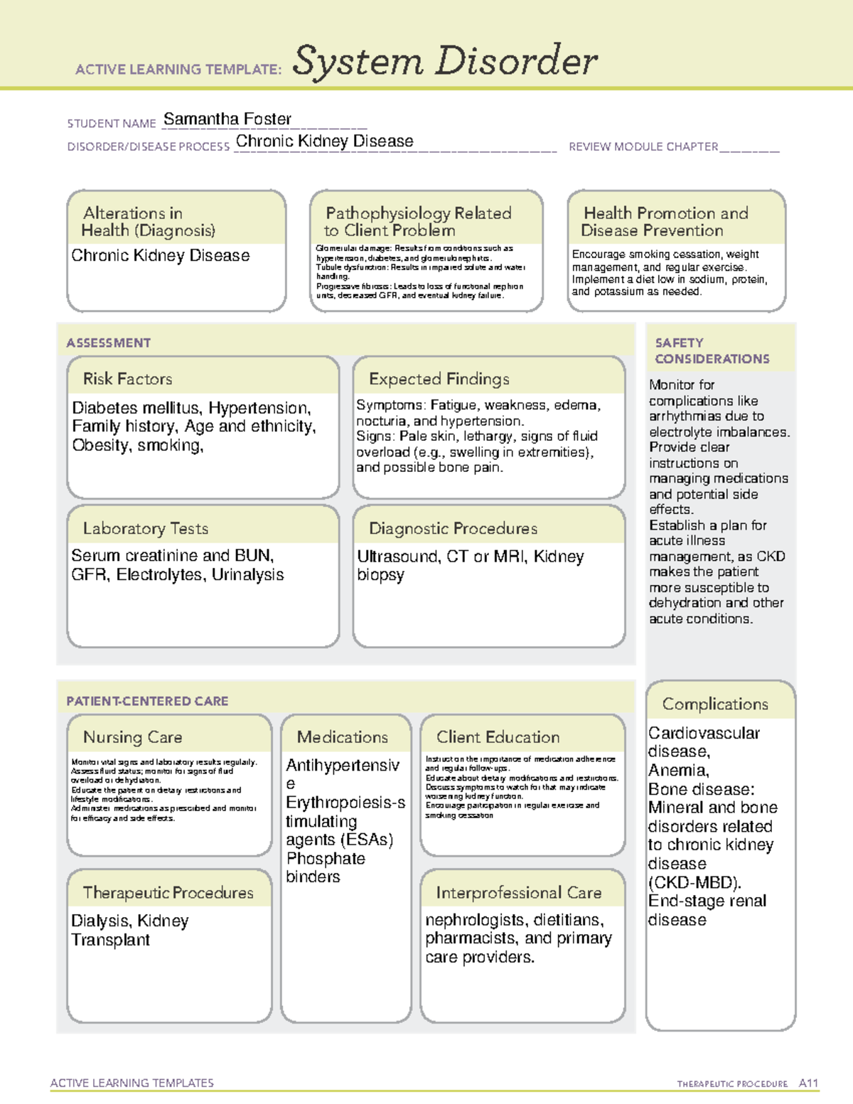 Active Learning Template: System Disorder - Chronic Kidney Disease ...