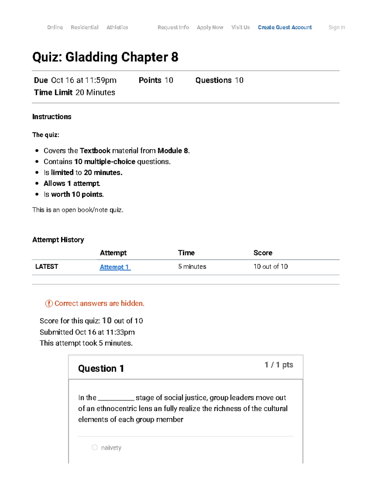 Gladding Chapter 8 Quiz Review and Answers (Due Oct 16) - Studocu