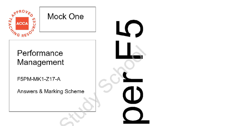 F5 Mock Exam Answers: Performance Management Marking Scheme - Studocu
