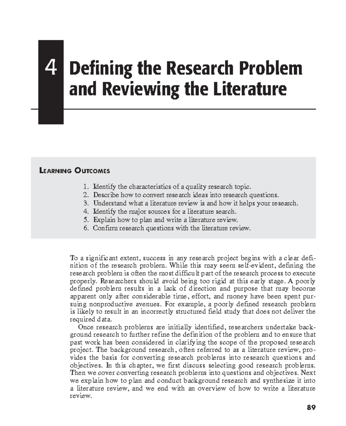 Chapter 4 - Defining Research Problems & Literature Reviews in BRM ...