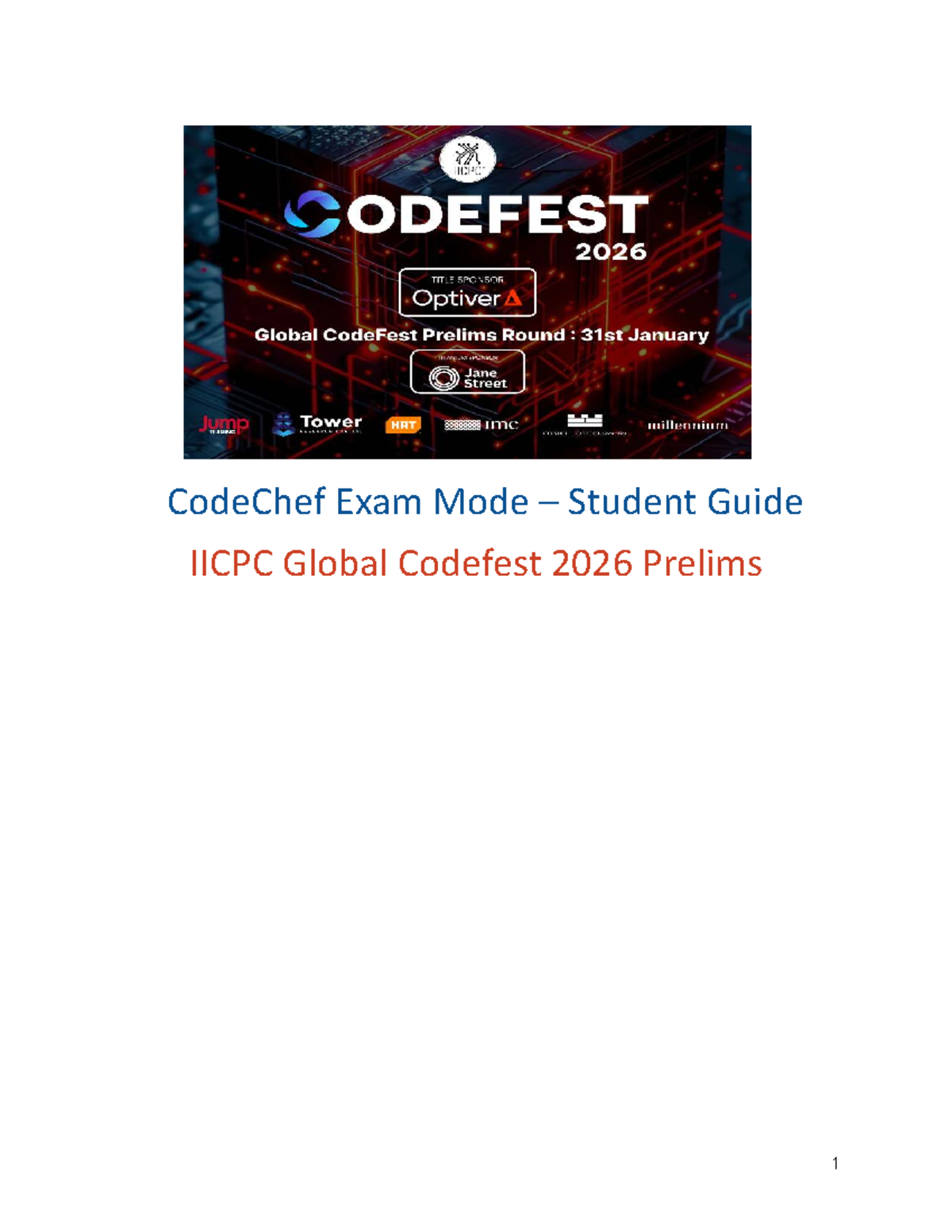 IICPC Codefest 2026: CodeChef Exam Mode Student Guide - Studocu