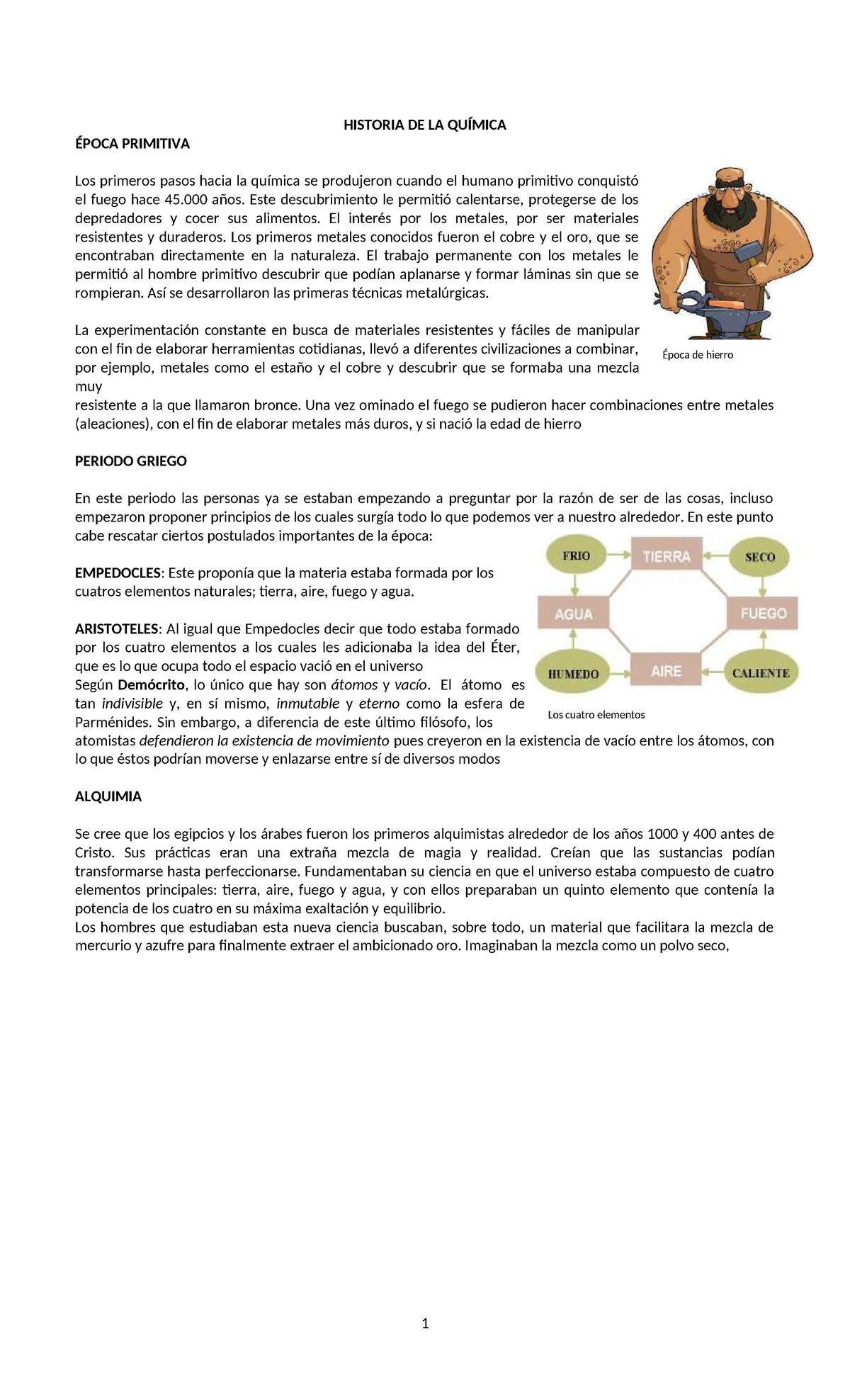 Historia de la Química: Desde la Época Primitiva hasta la Actualidad - Studocu