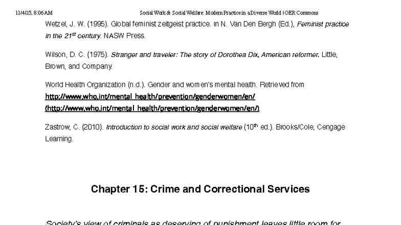 Social Work & Criminal Justice: Challenges in Rehabilitation (SW 101 ...