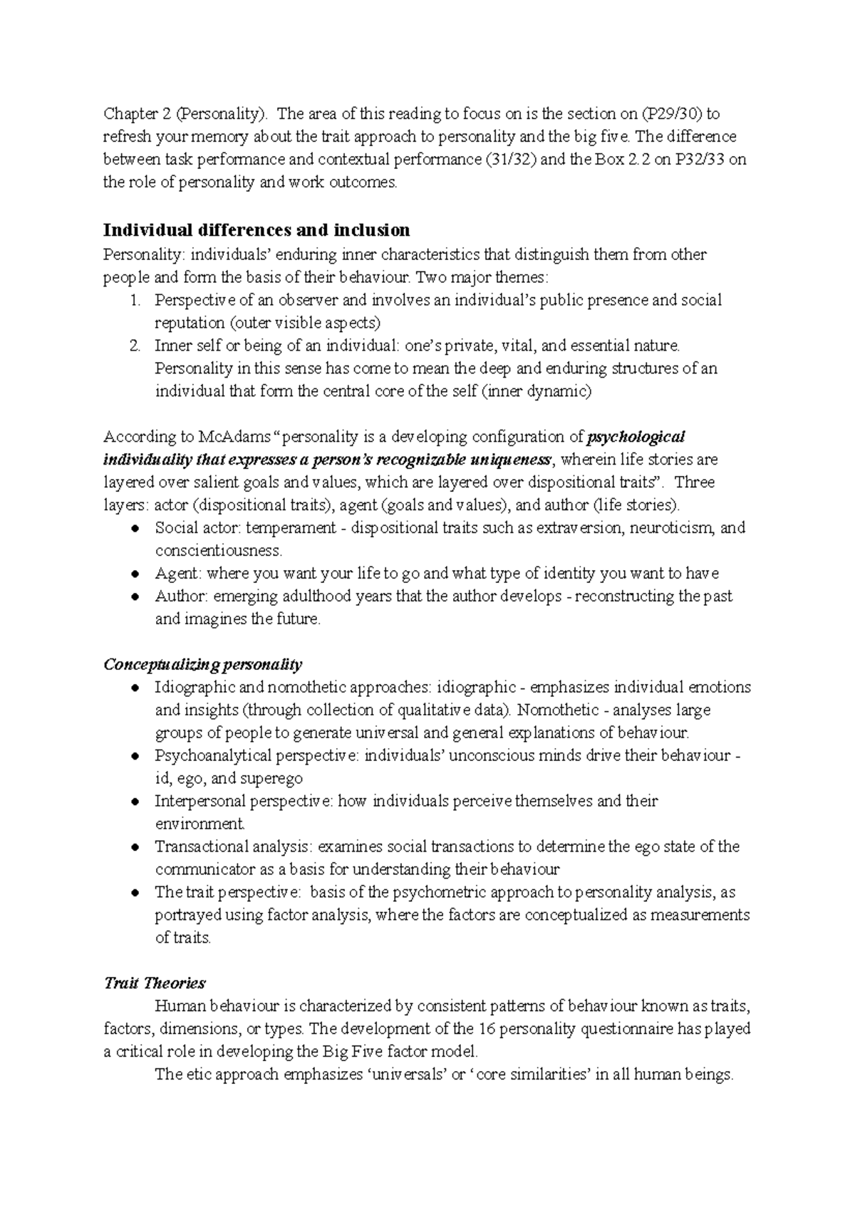 Psych2660 - Week 2 Reading: Understanding Personality and Job Analysis ...