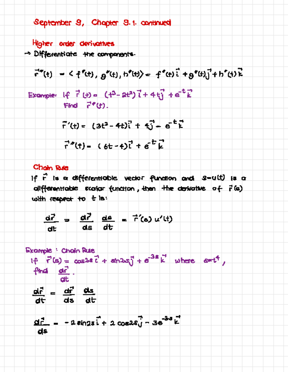 Chapter 3: Higher Order Differentiation Examples and Chain Rule - Studocu