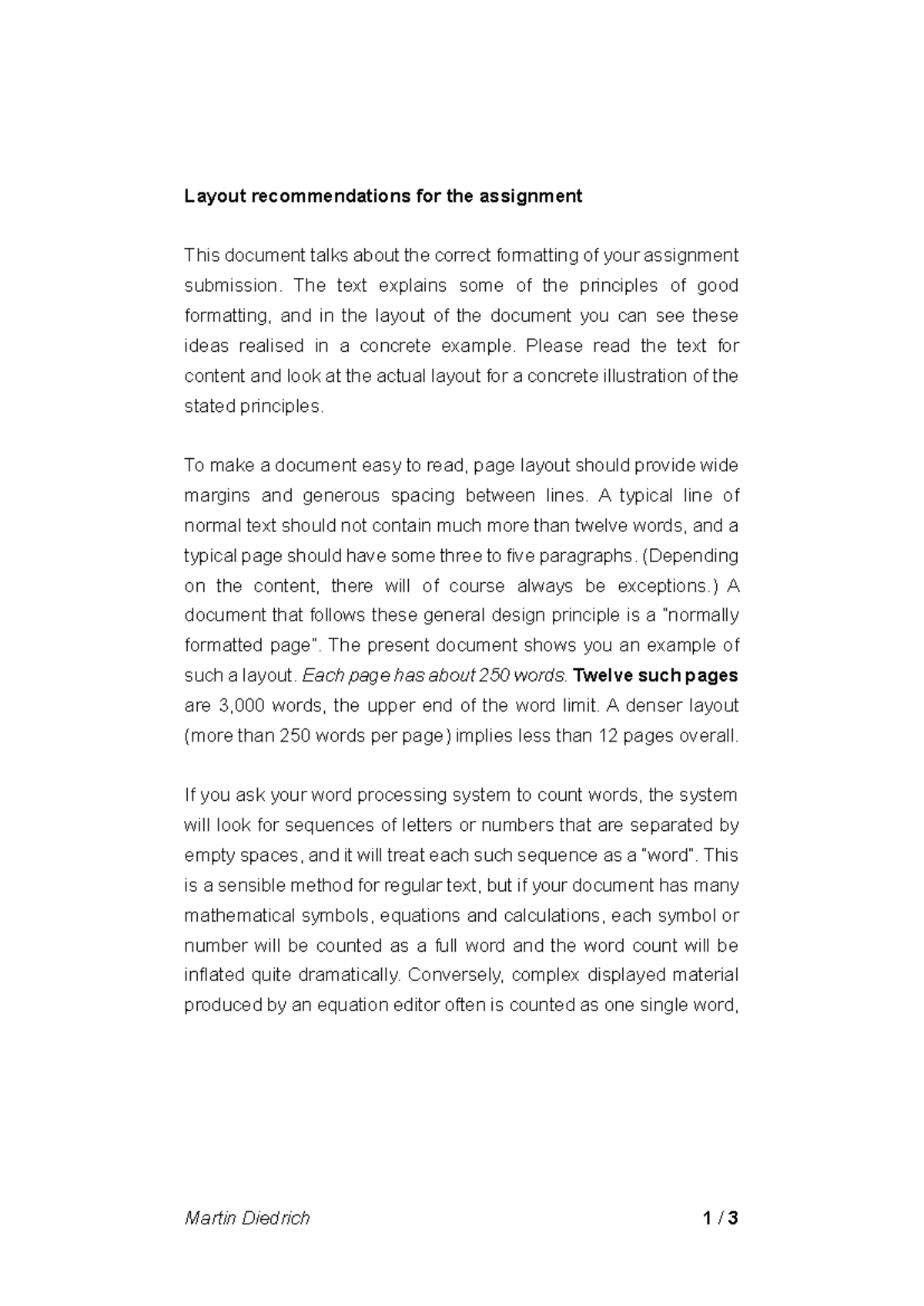 Formatting Guidelines for Assignment Submission (Martin Diedrich) - Studocu