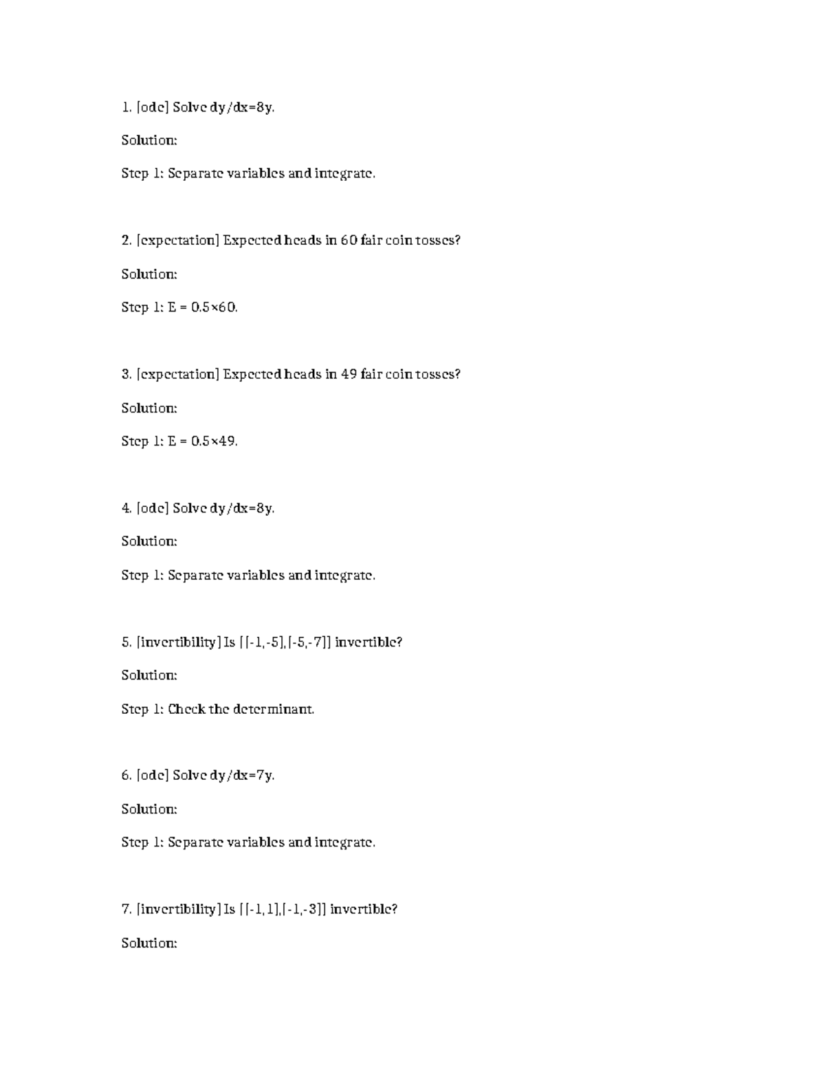 Math 1173 - Solutions for Variable Separation and Coin Tosses - Studocu