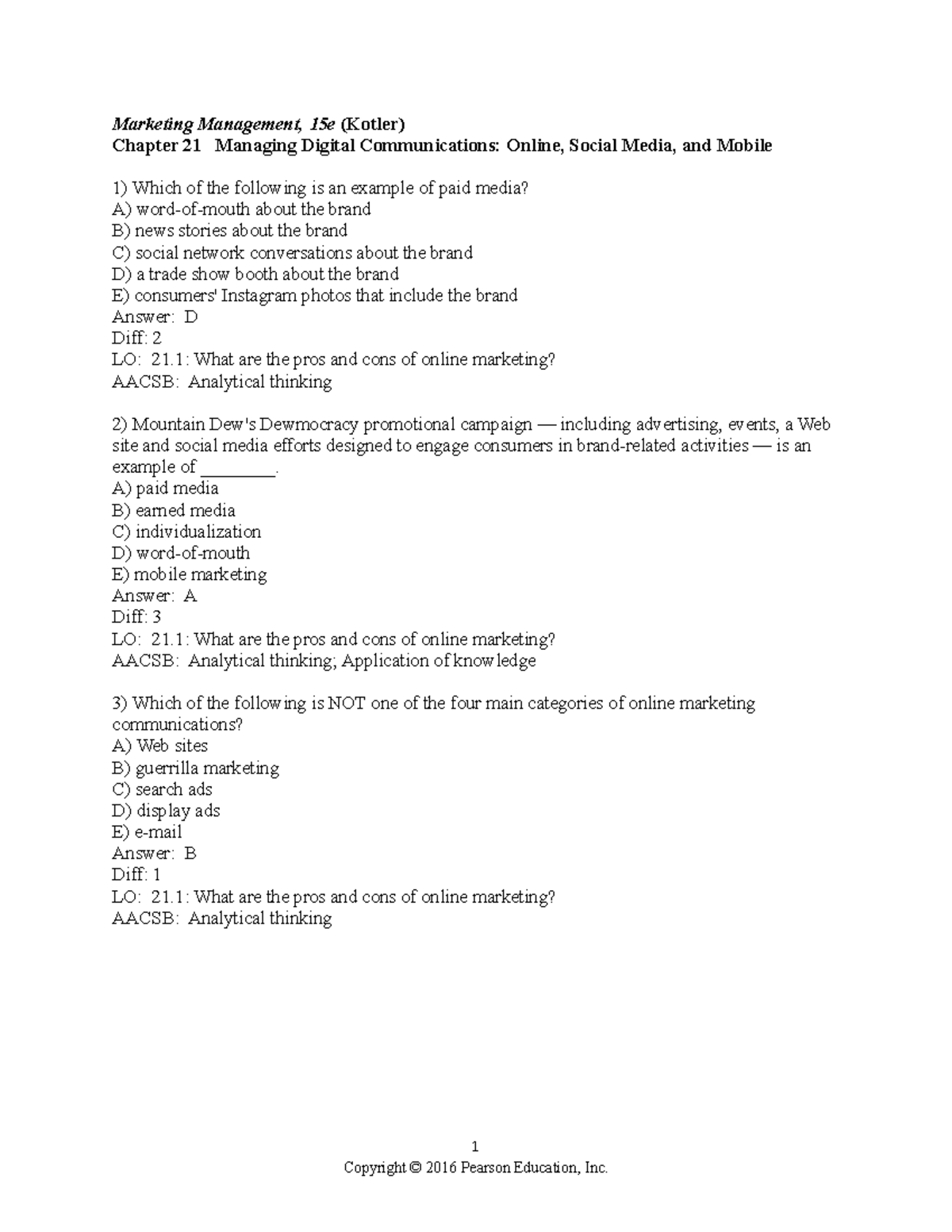 Marketing Management Chapter 21 - Marketing Management, 15e (Kotler ...