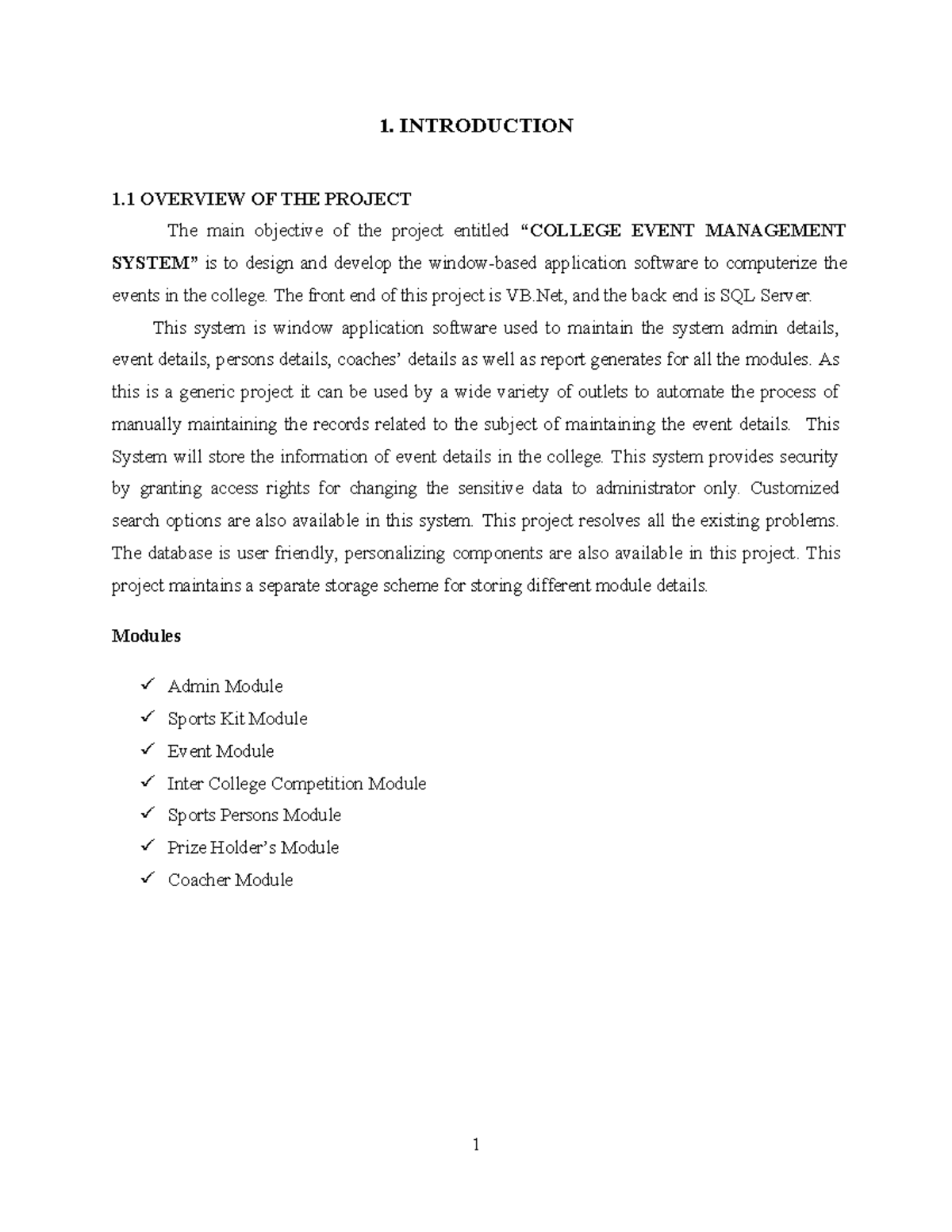 College Event Management System - Project Overview and Design - Studocu