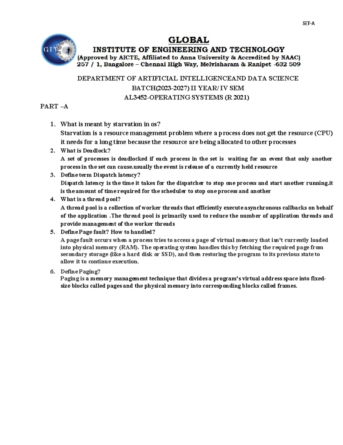 Key OS Question Bank - AI & Data Science II IV Sem (R 2021) Part 1 ...