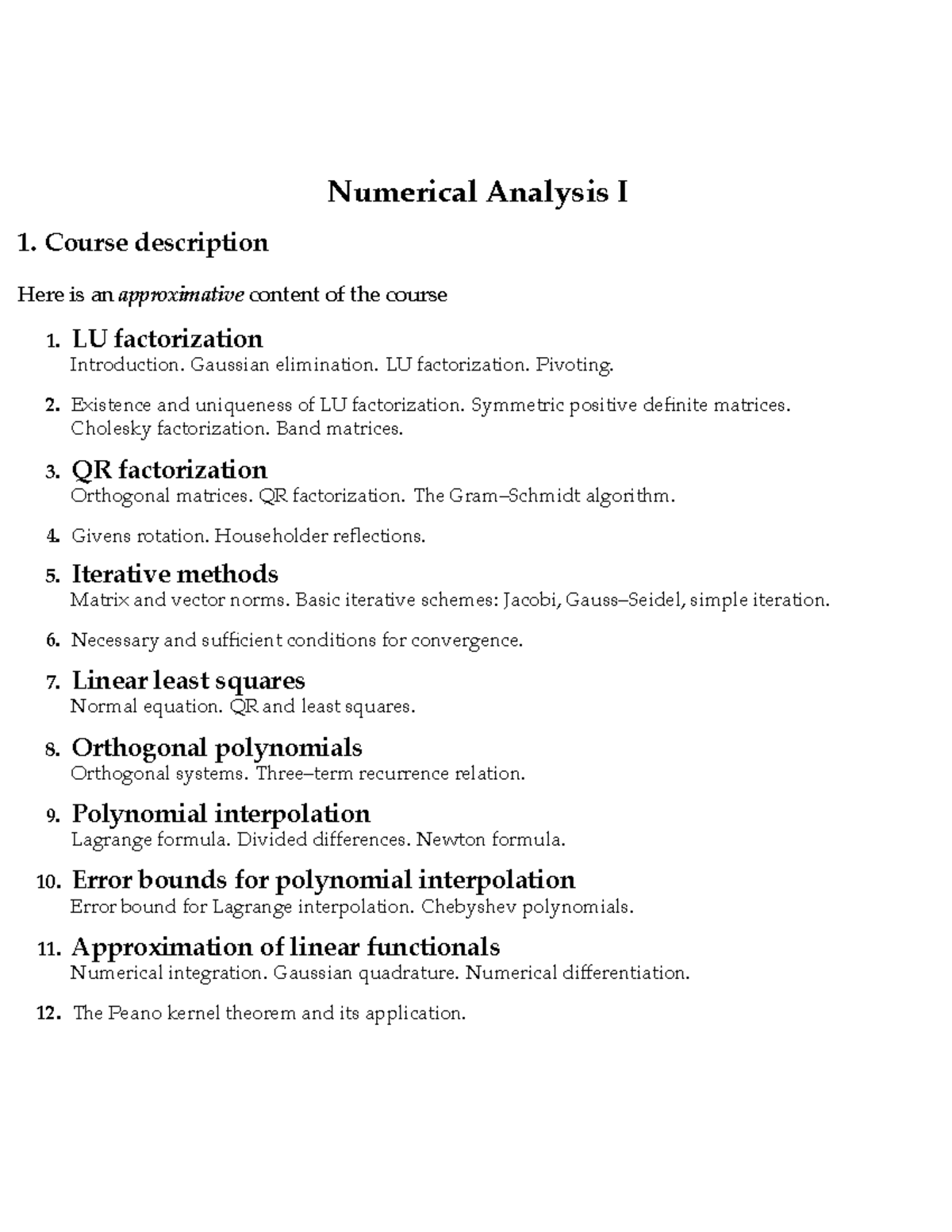 NA MSC1 - Numerical Analysis Lecture Notes for Easter Term 2003 - Studocu