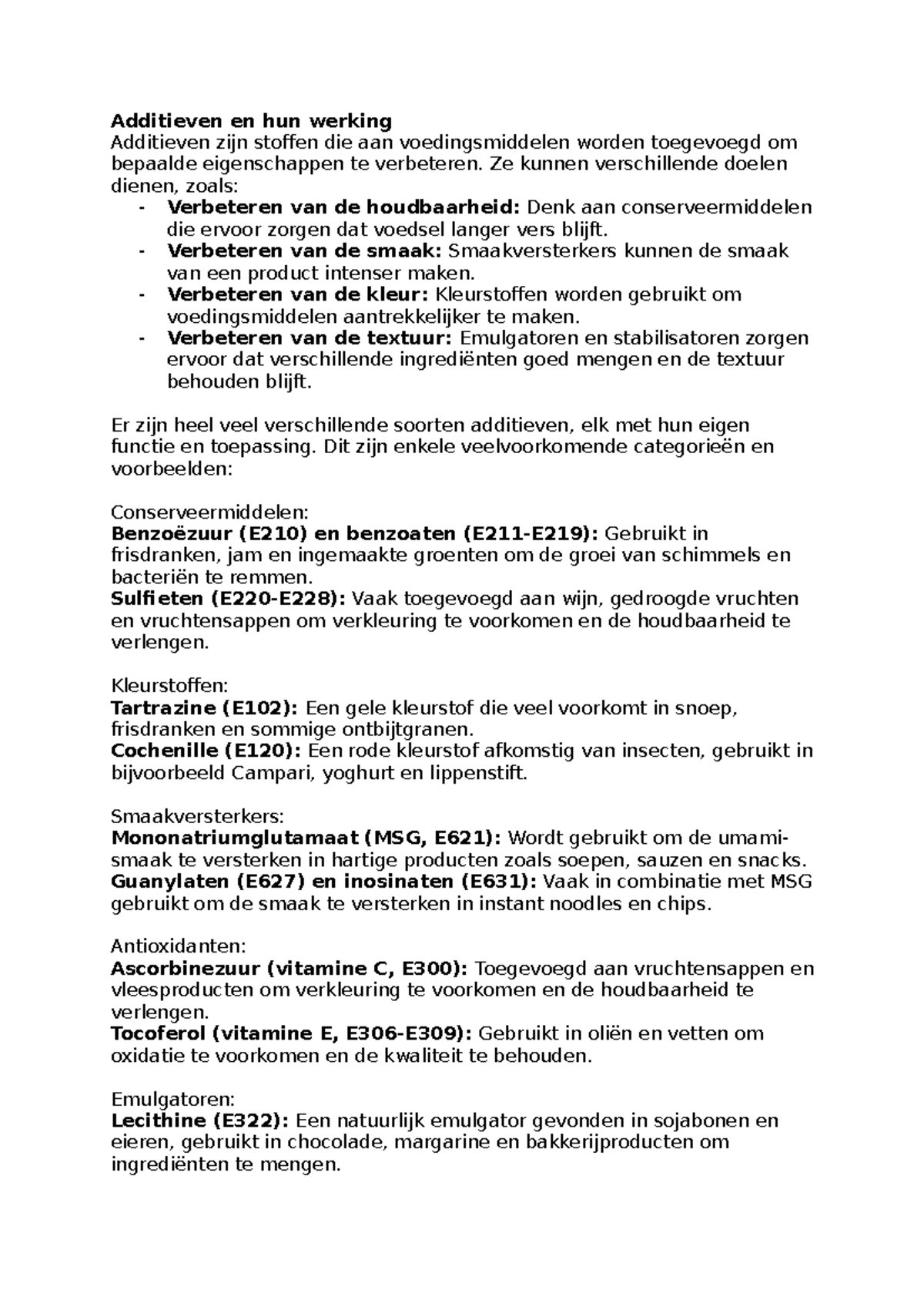 Additieven en hun werking: Functies en Regelgeving in Voedingsmiddelen ...