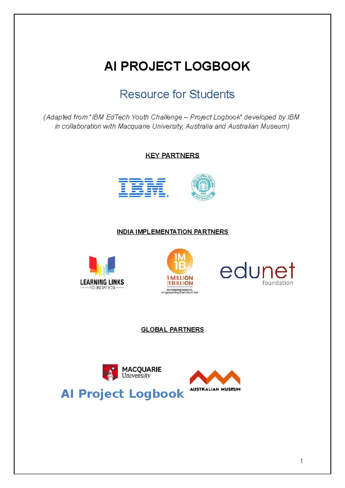 IBM-CBSE AI Project Logbook - AI PROJECT LOGBOOK Resource for Students ...