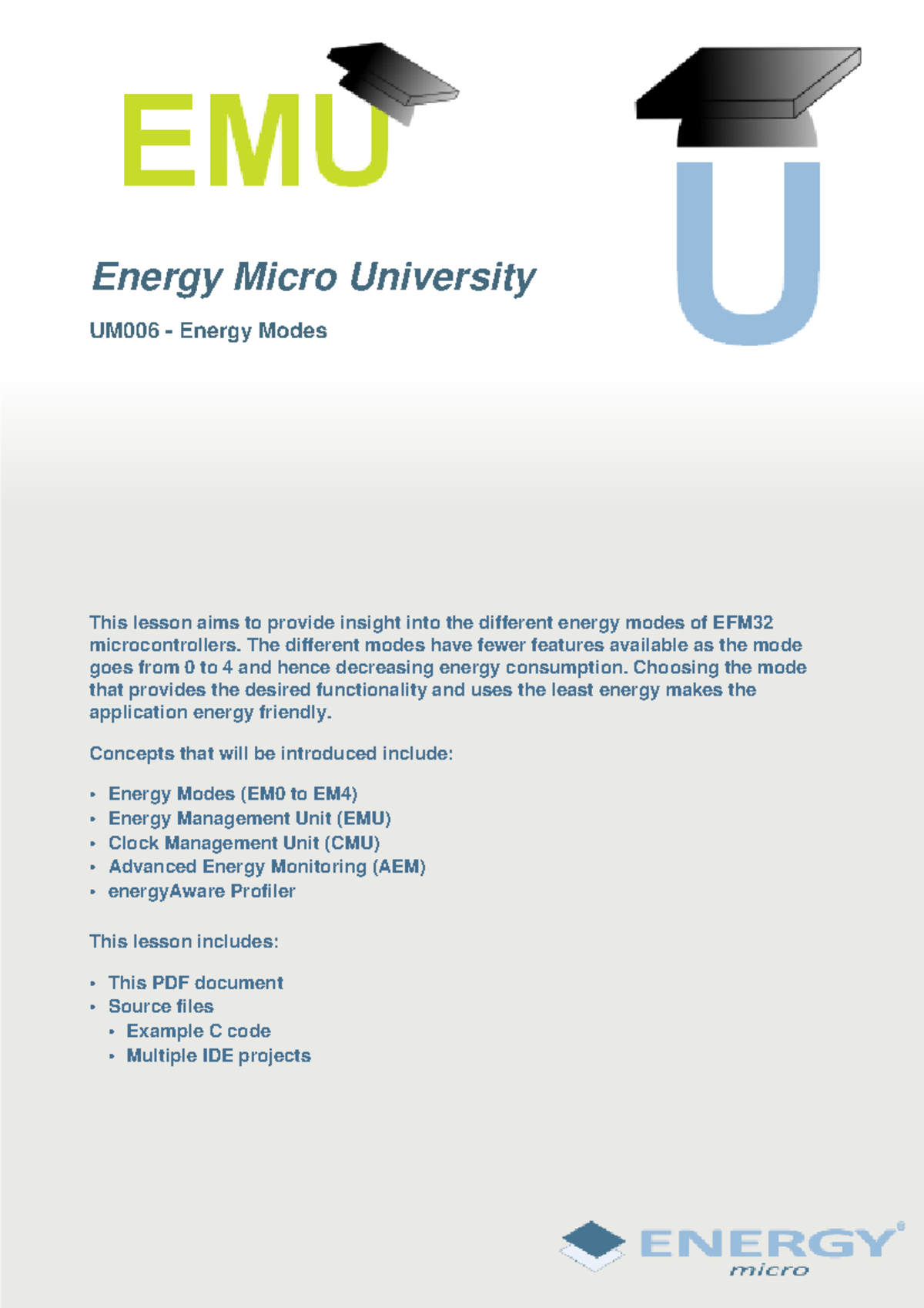 UM006 - EFM32 Energy Modes Overview and Management Strategies - Studocu