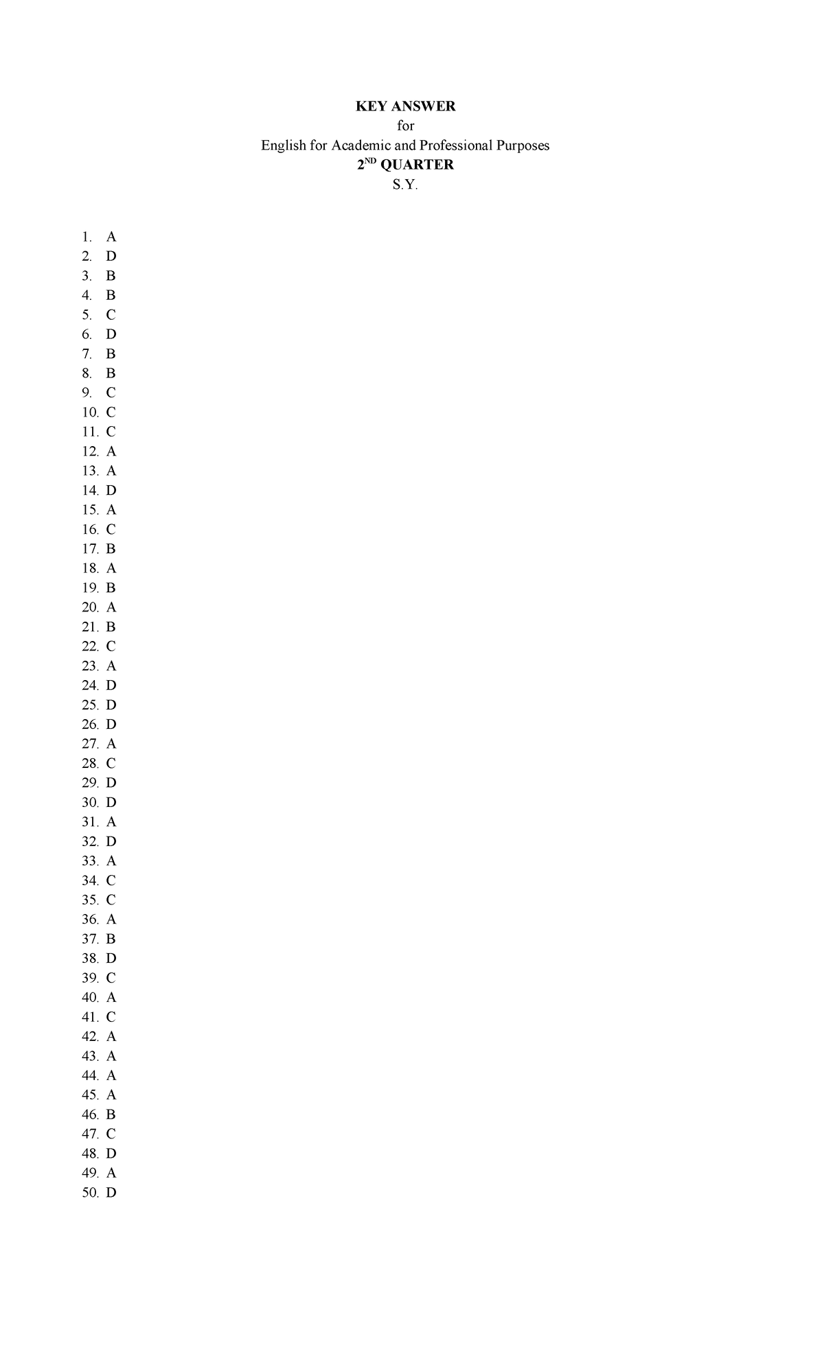 EAPP 2nd Quarter Exam Key Answers and Review - eapp - Studocu