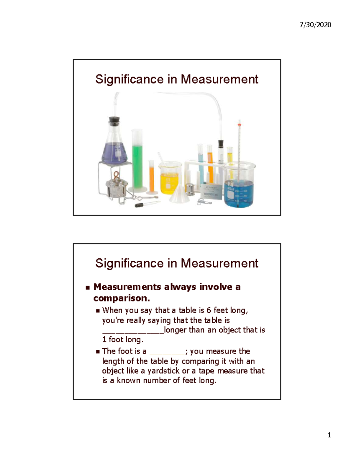 1.1 Student Notes Uncertainty in Measurements - Significance in ...