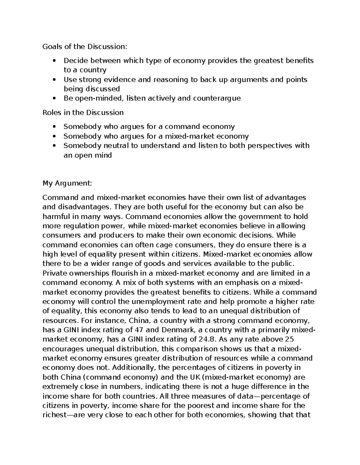 ECO 101: Economic Systems Project - Command vs. Mixed-Market Analysis ...