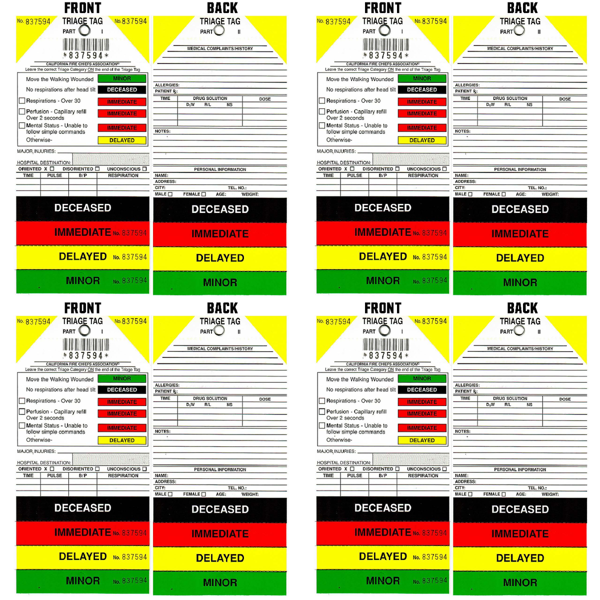 Triage Tag Guidelines for Medical Emergencies (837594) - Studocu