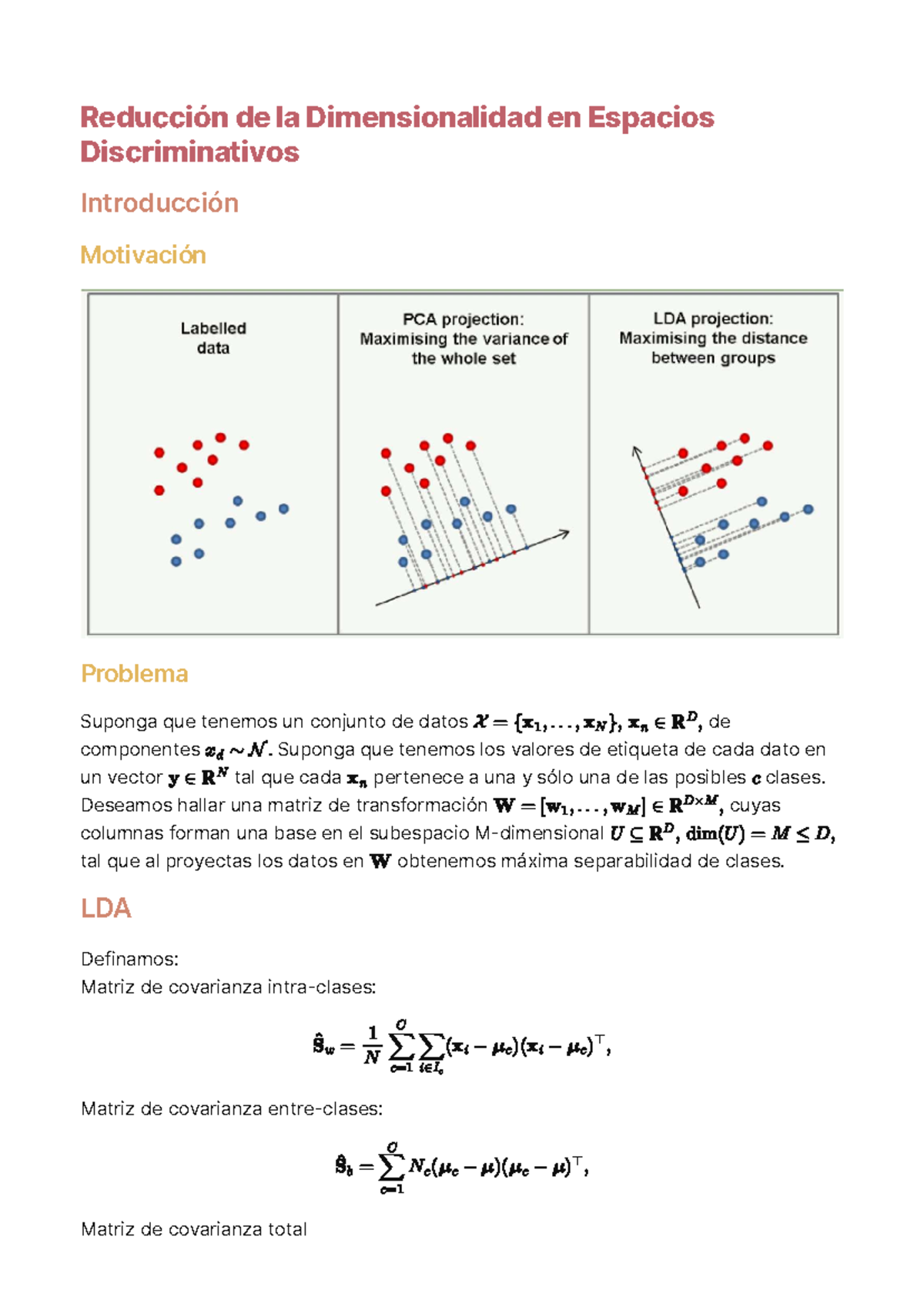 Reducción de Dimensionalidad en Espacios Discriminativos - Introducción ...