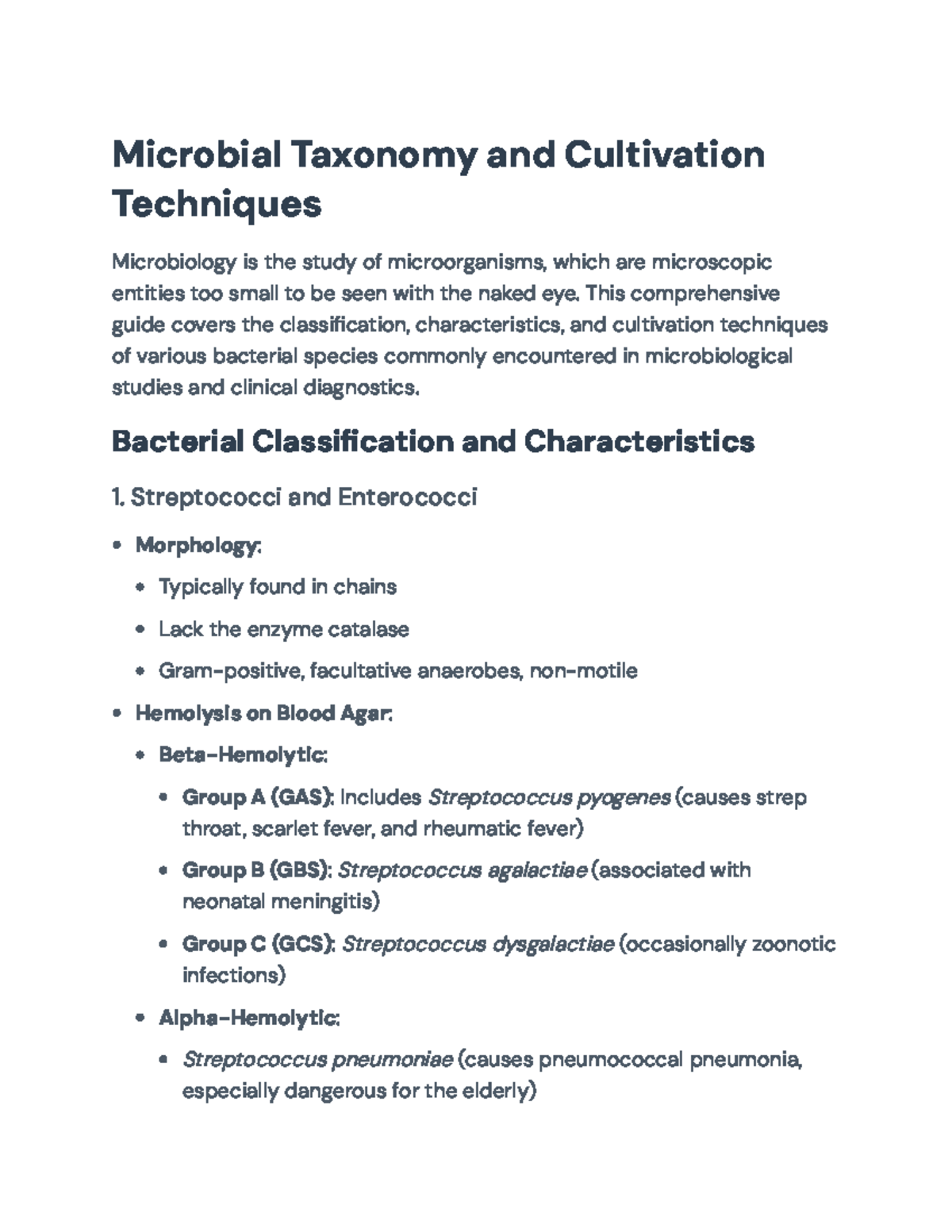 Microbial Taxonomy and Cultivation Techniques Guide for Microbiology ...