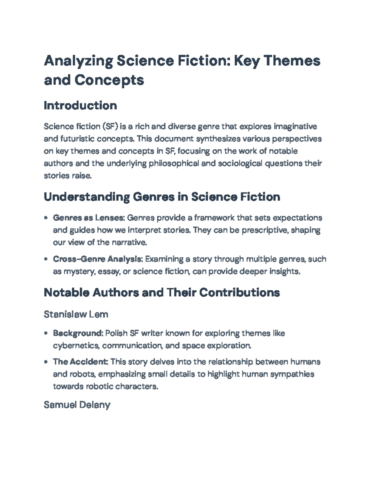 Analyzing Key Themes in Science Fiction: Notable Authors and Styles ...
