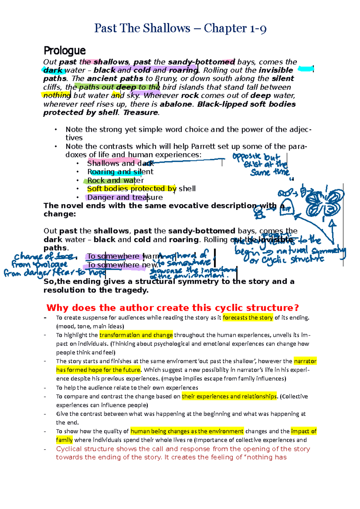 Past The Shallows - Analysis of Chapters 1-9 Themes & Characters - Studocu