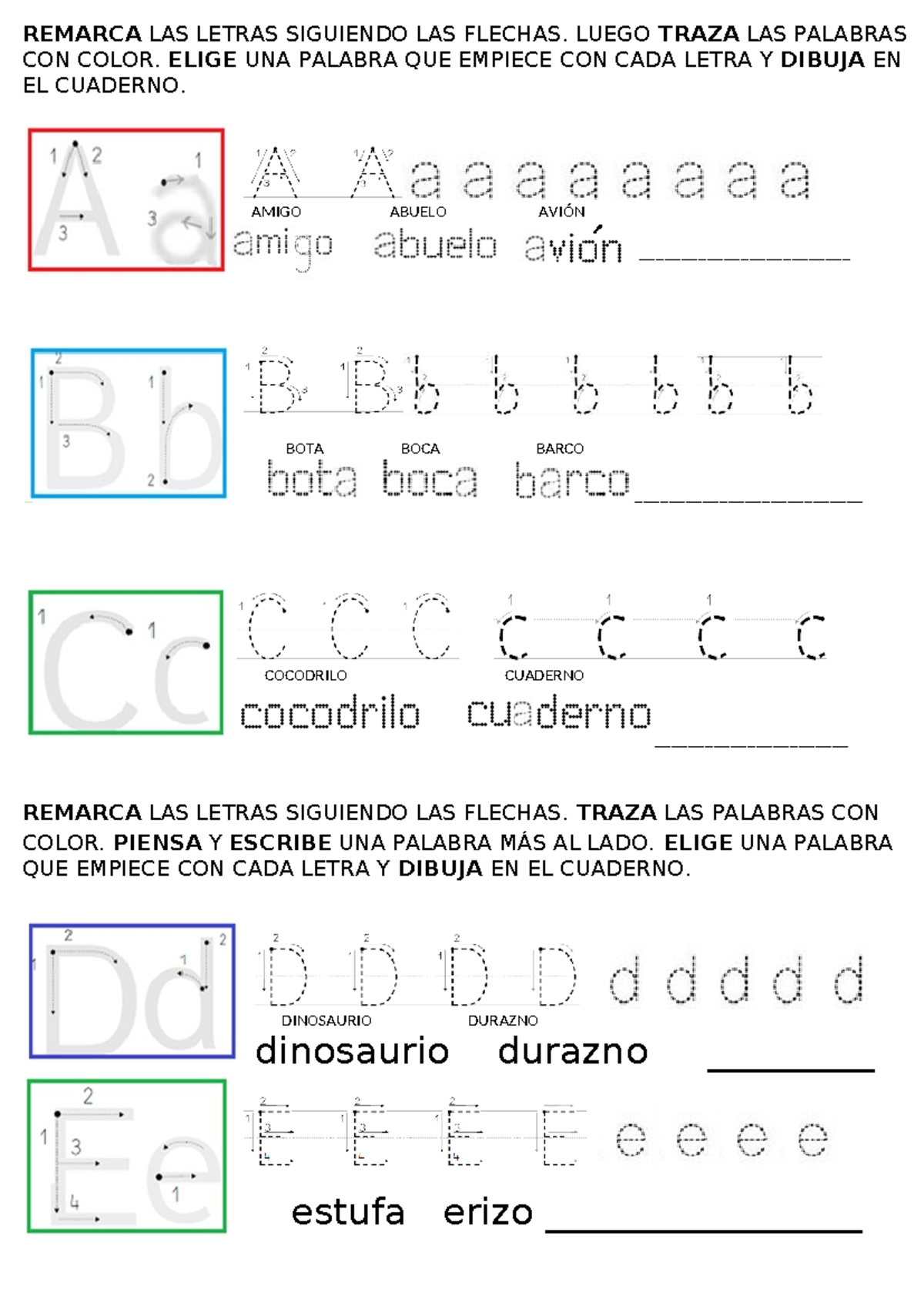 Trazo de Letras y Palabras - Actividades de Escritura - Studocu