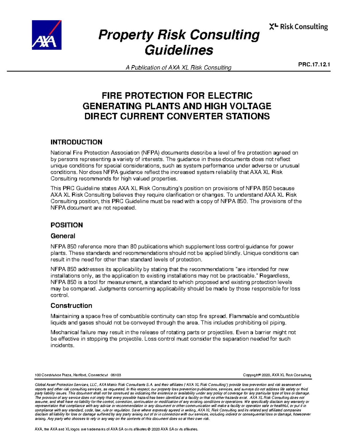 PRC.17.12.1 Fire Protection Guidelines for Electric Generating Plants ...