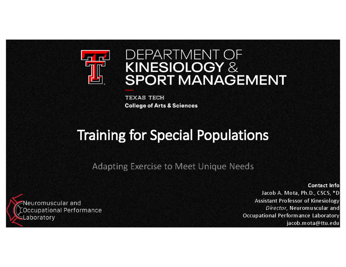 Training for Special Populations: Female Athletes - Studocu