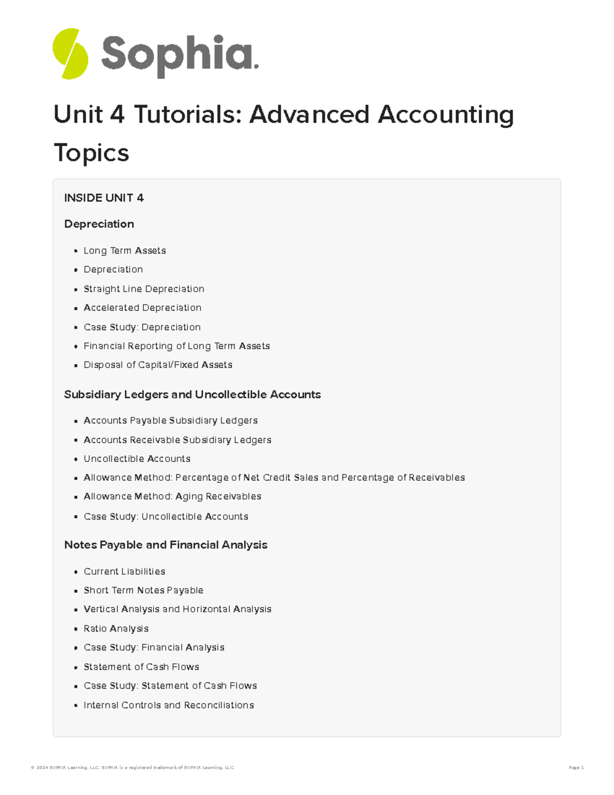 Unit 4 Tutorials: Advanced Accounting Topics - Depreciation & Assets ...