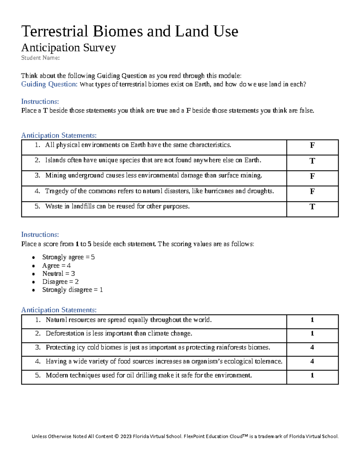 2.00 Terrestrial Biomes & Land Use Anticipation Survey - Studocu
