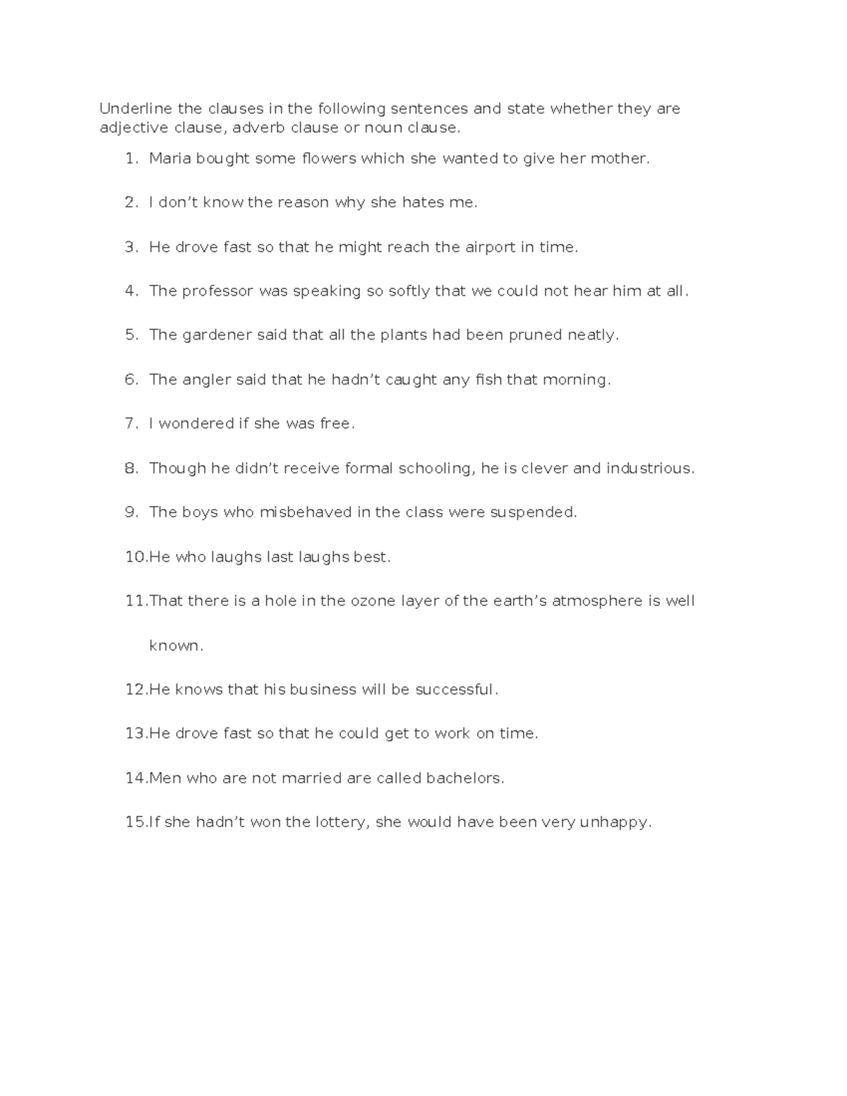 Activity: Identifying Types of Clauses in Sentences - Studocu