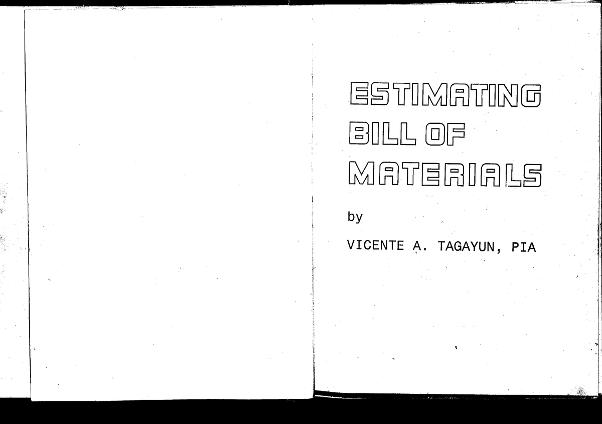 Estimating Bills of Materials: A Guide by Tagayun - Studocu