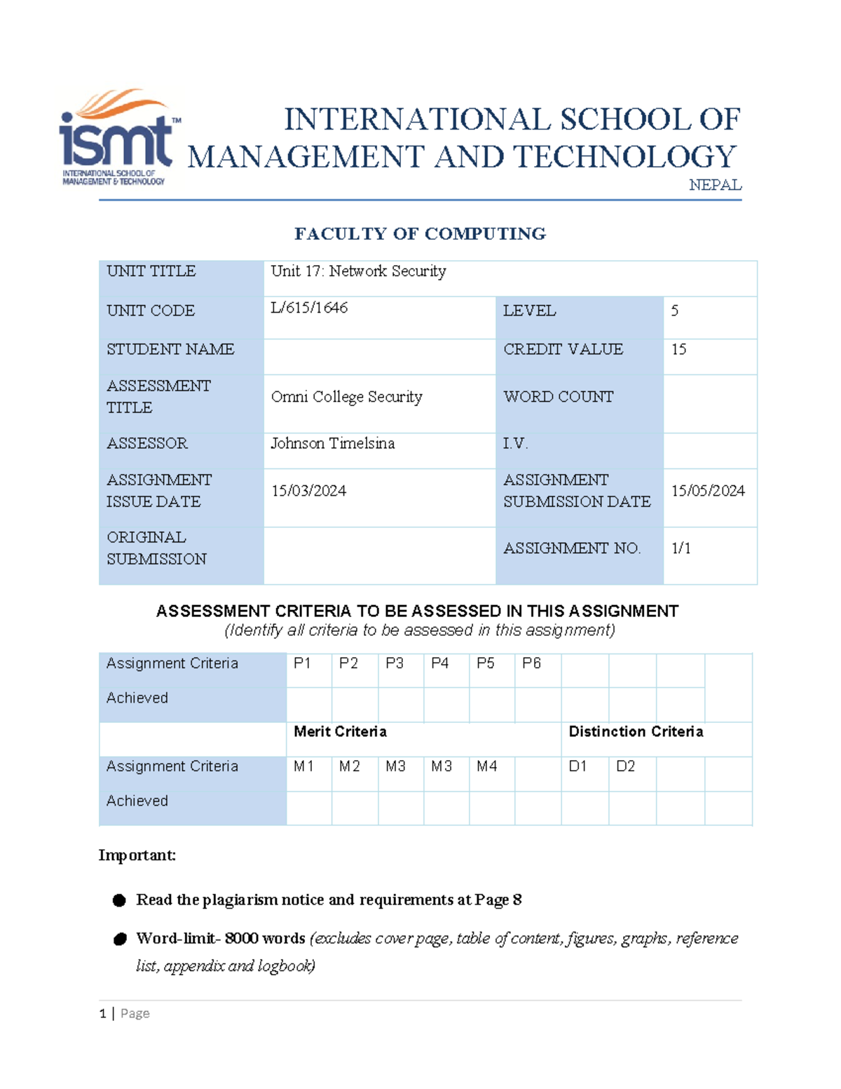 Network Security Assignment – Unit 17 L/615/1646 (Level 5) - Studocu