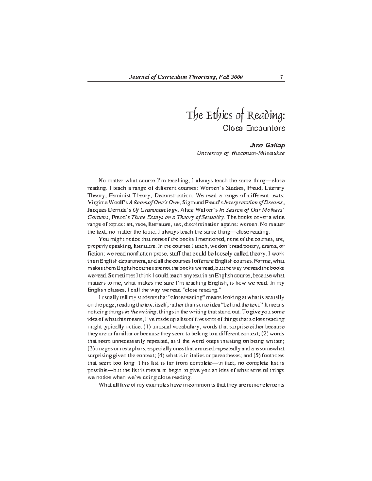 ENG 101: The Ethics of Reading and the Art of Close Text Analysis - Studocu