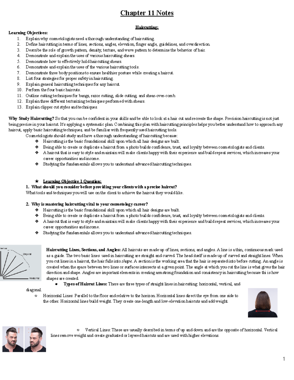 Cosmetology CH 11 Final Exam: Mastering Haircutting Techniques - Studocu