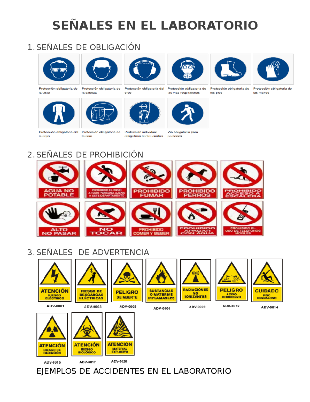Señales de Seguridad en el Laboratorio: Obligación, Prohibición y ...
