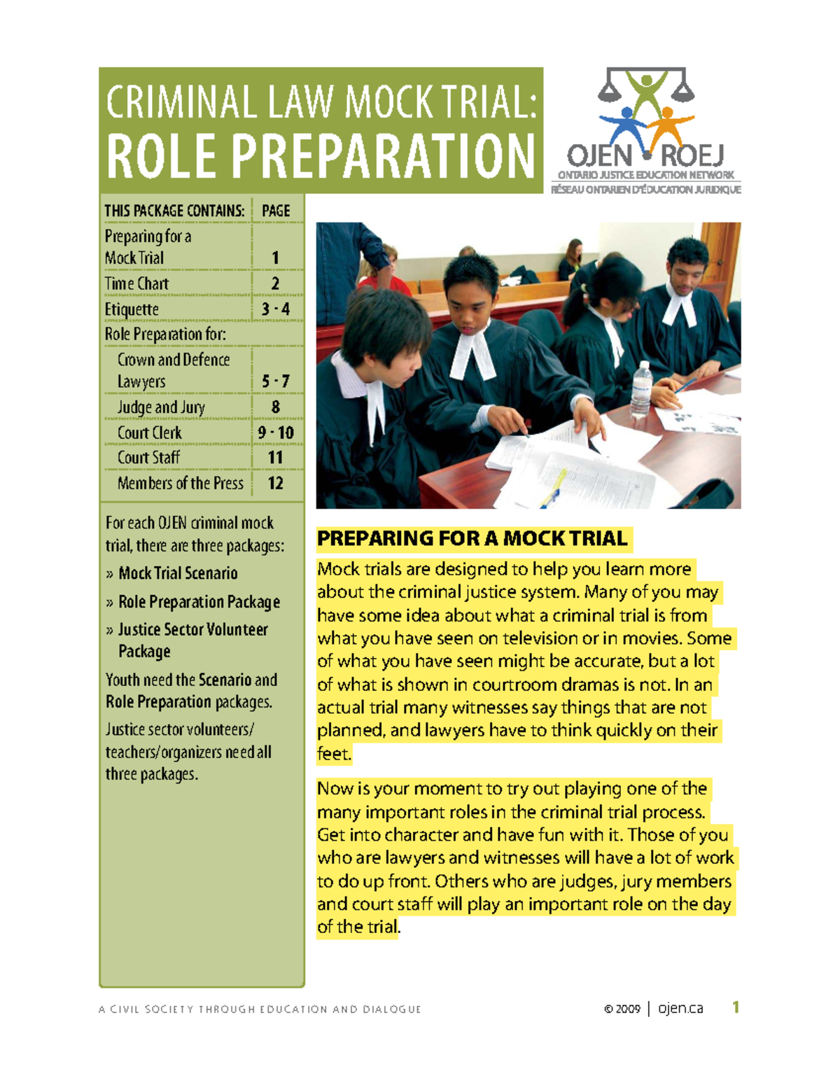 Criminal Law Mock Trial (OJEN): Role Preparation Guide - Studocu