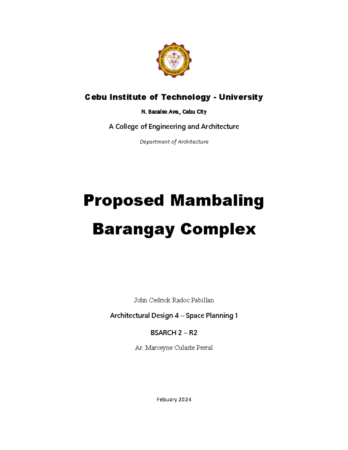 Proposed Design for Mambaling Barangay Complex (ArchD 4 Space Planning ...