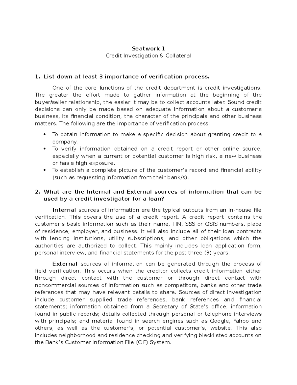 Credit Management 3: Key Insights on Verification & Collateral Analysis ...