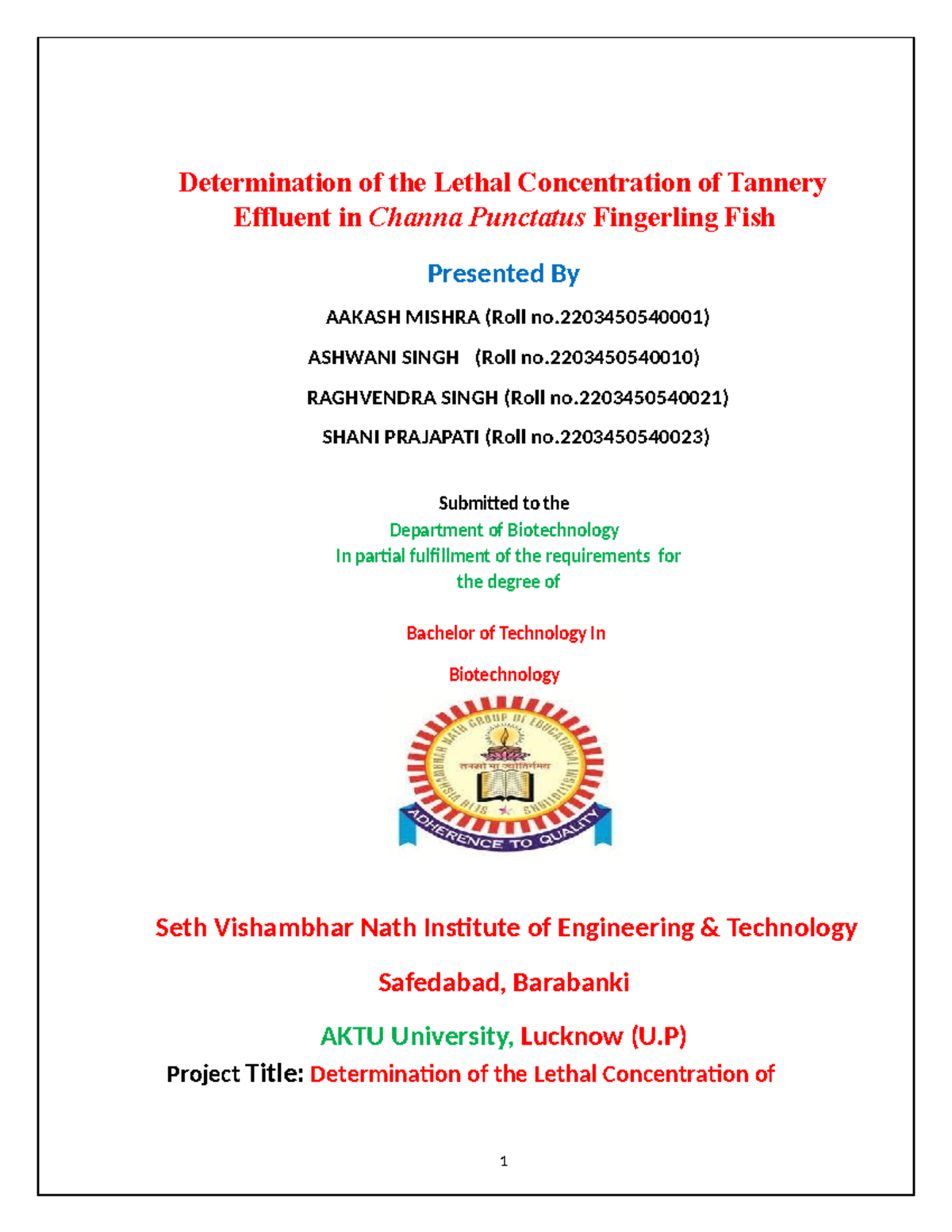 Determination of Lethal Concentration of Tannery Effluent in Channa ...