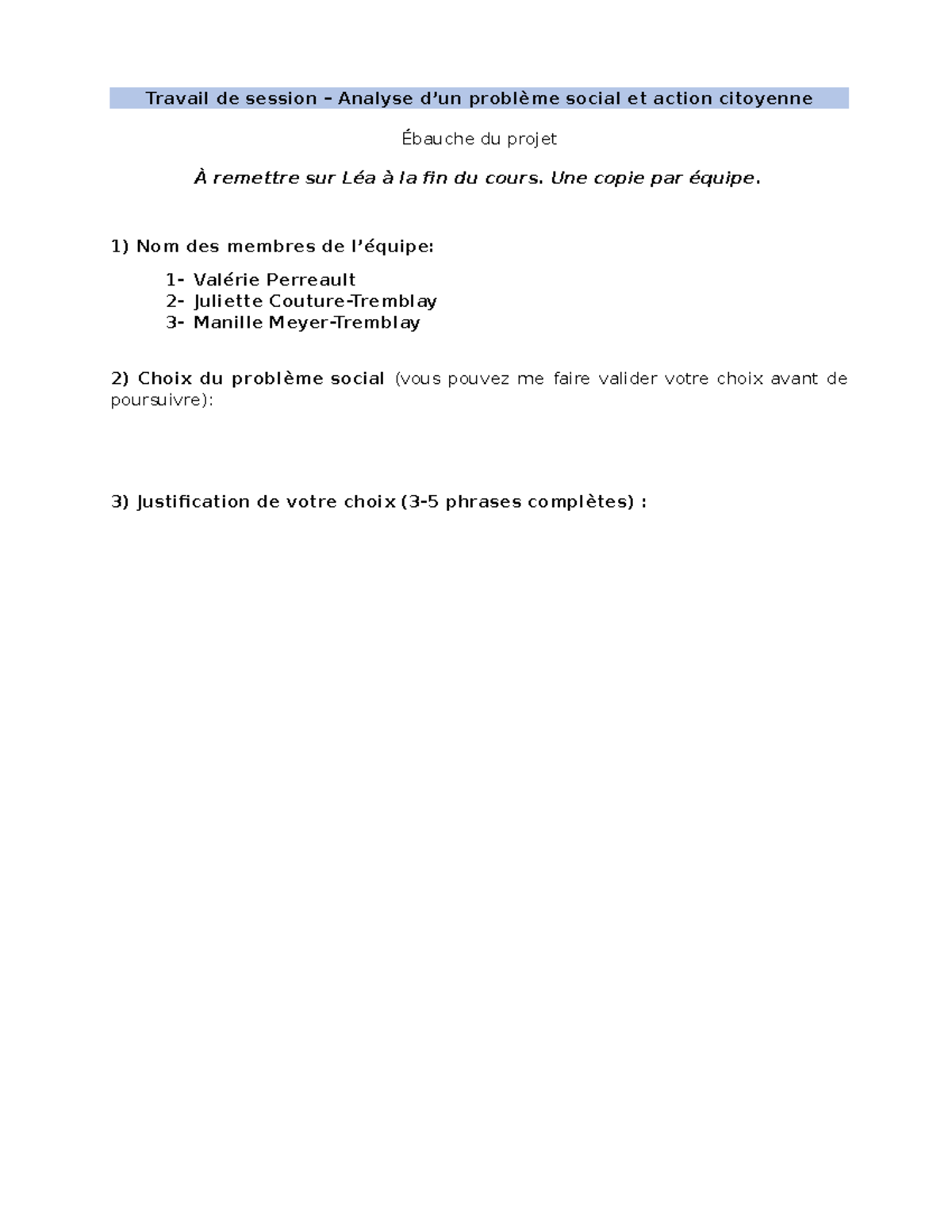 Travail de session: Analyse d'un Problème Social et Action Citoyenne ...